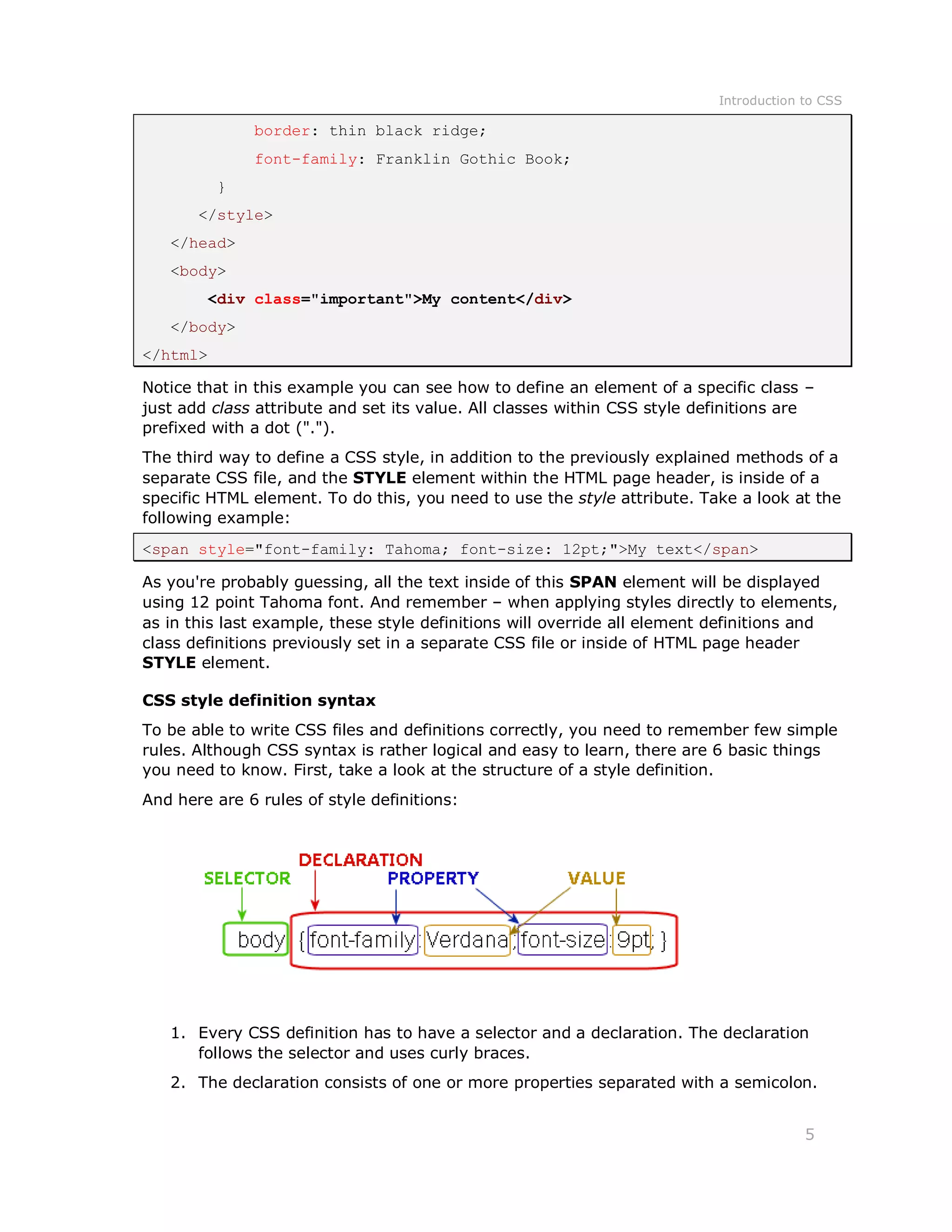 Introduction to css | PDF | Web Development | Internet