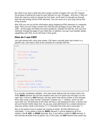 Introduction to css | PDF | Web Development | Internet