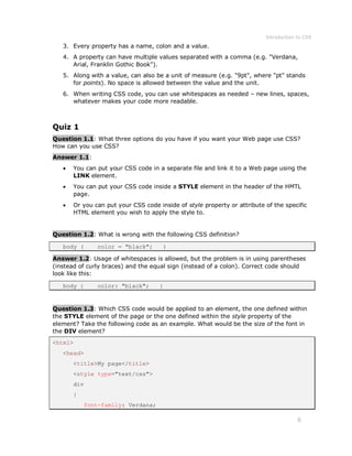 Introduction to css | PDF | Web Development | Internet