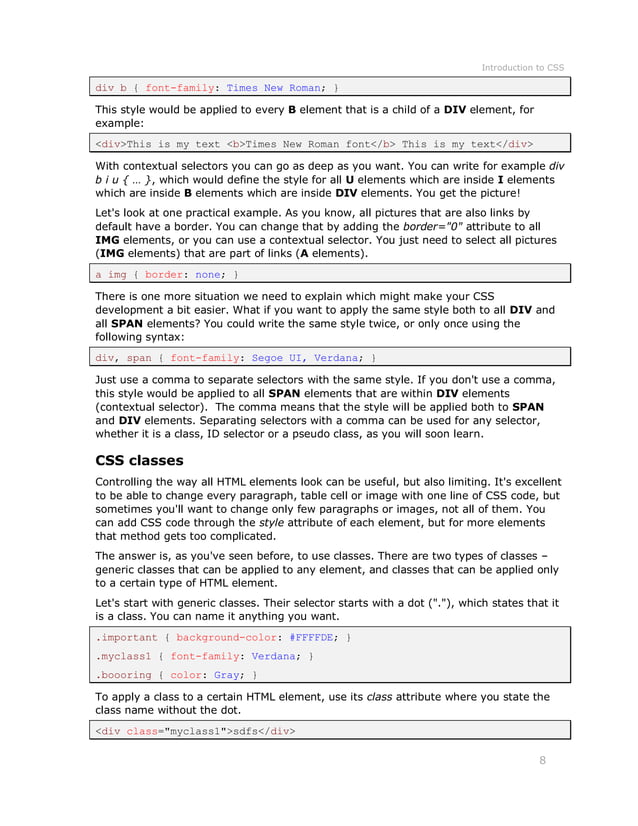 Introduction to css | PDF | Web Development | Internet