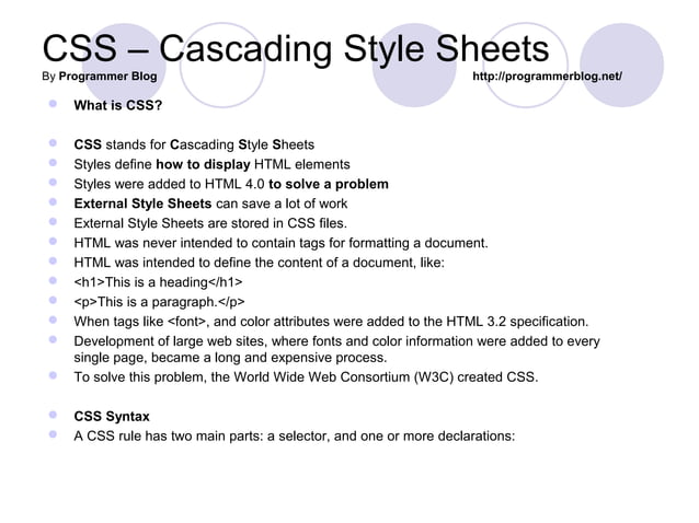 Introduction to css by programmerblog.net