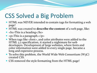 Introduction to CSS Class - 1 | PPT