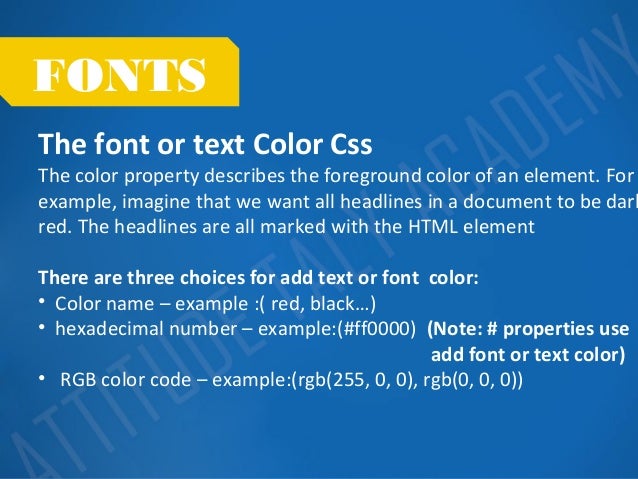 Introduction to CSS Fonts, Texts and Colors - Lesson 7