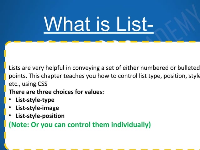 Introduction to CSS List Styles - Lesson 8 | PPT