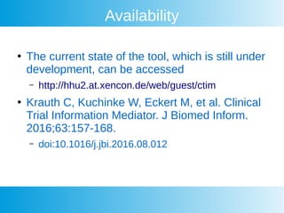 Introduction to CTIM - the Clinical Trial Information Mediator | PDF