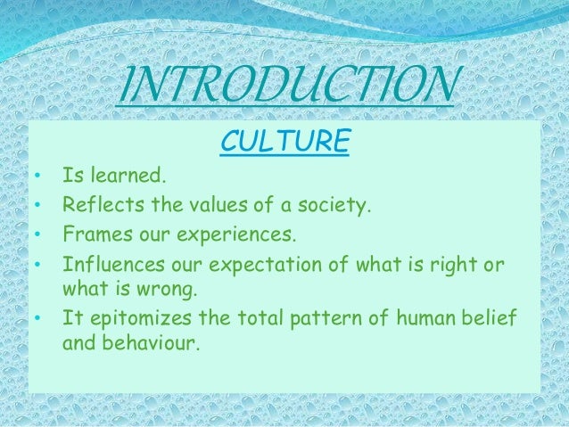 Introduction to culture