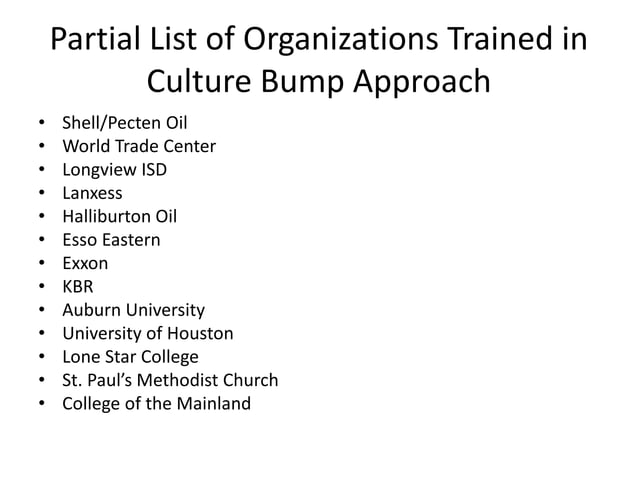 Introduction to culture bumps | PPTX | College Education | Education