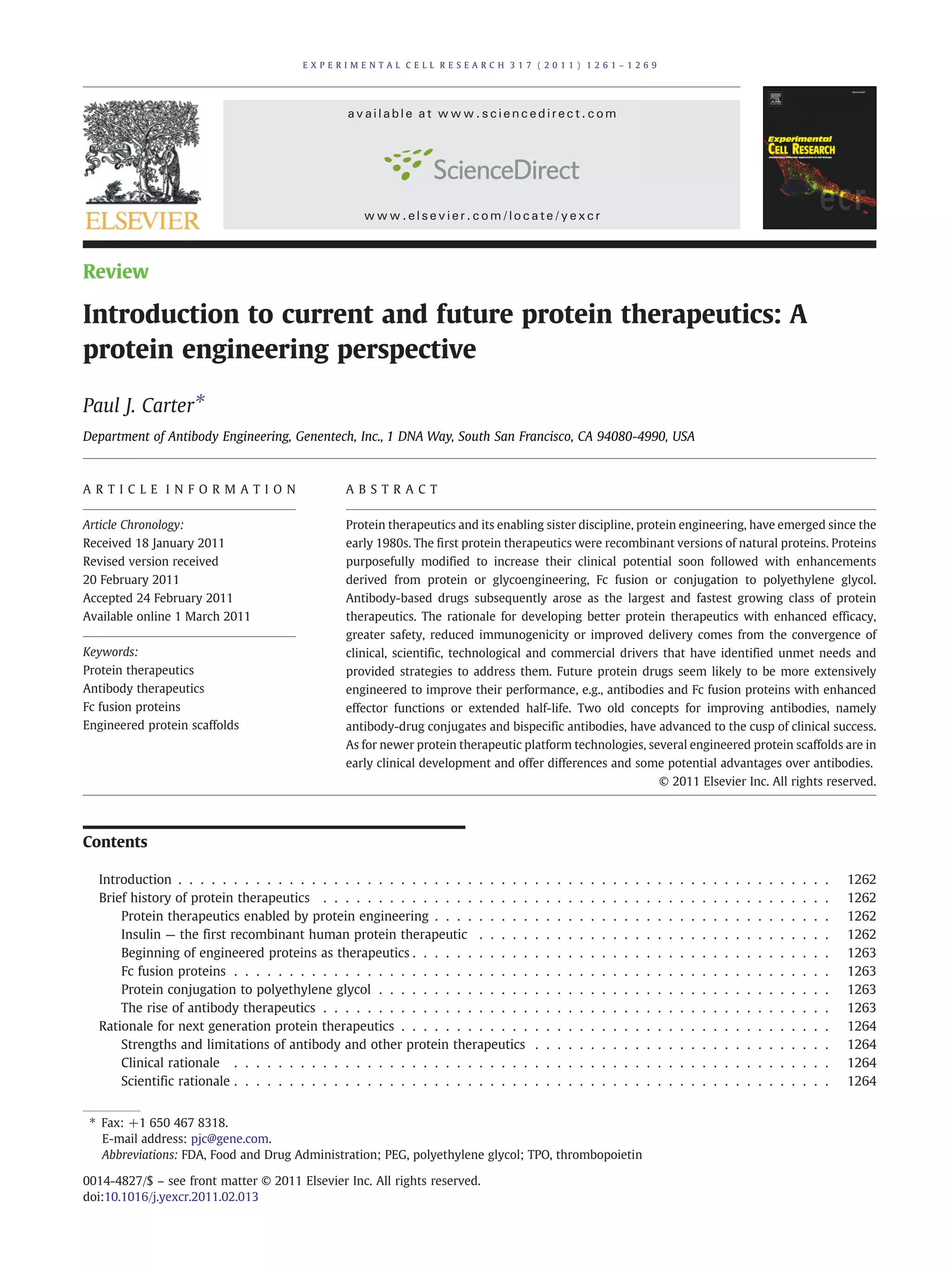Introduction to current and future protein therapeutics - a protein ...