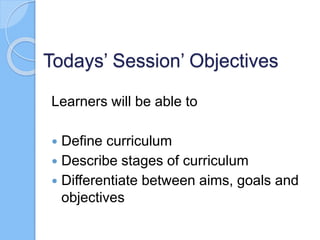 Introduction to curriculum components lecture 1 | PPTX