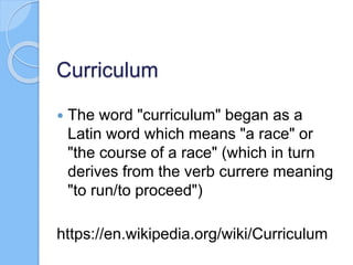 Introduction to curriculum components lecture 1 | PPTX