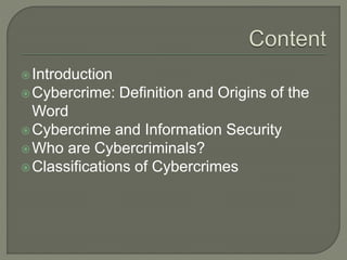Introduction to cybercrime | PPTX
