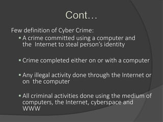 Introduction to cybercrime | PPTX