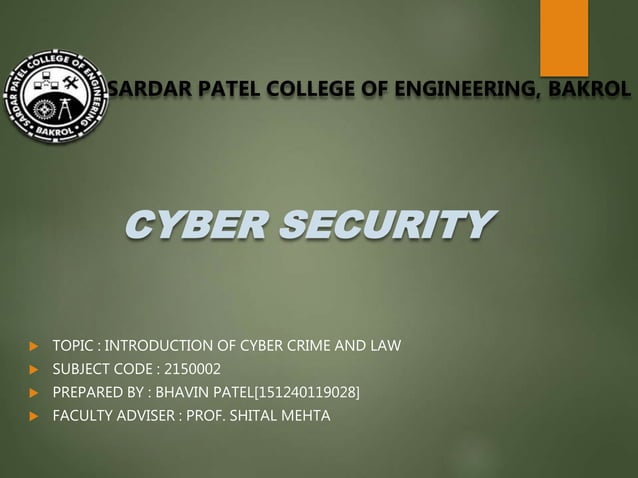 Introduction to cyber crime & law | PPTX | Crime & Harmful Acts to ...