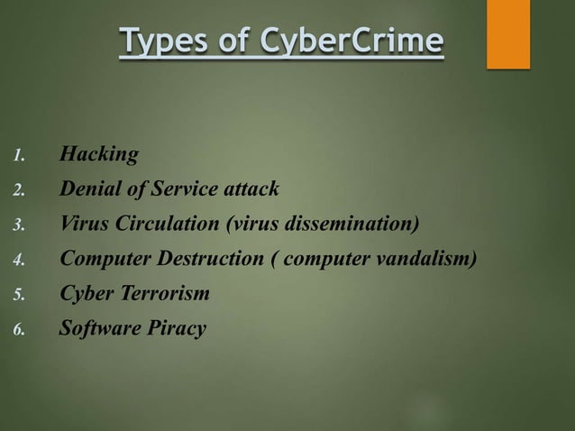 Introduction to cyber crime & law | PPTX | Crime & Harmful Acts to ...