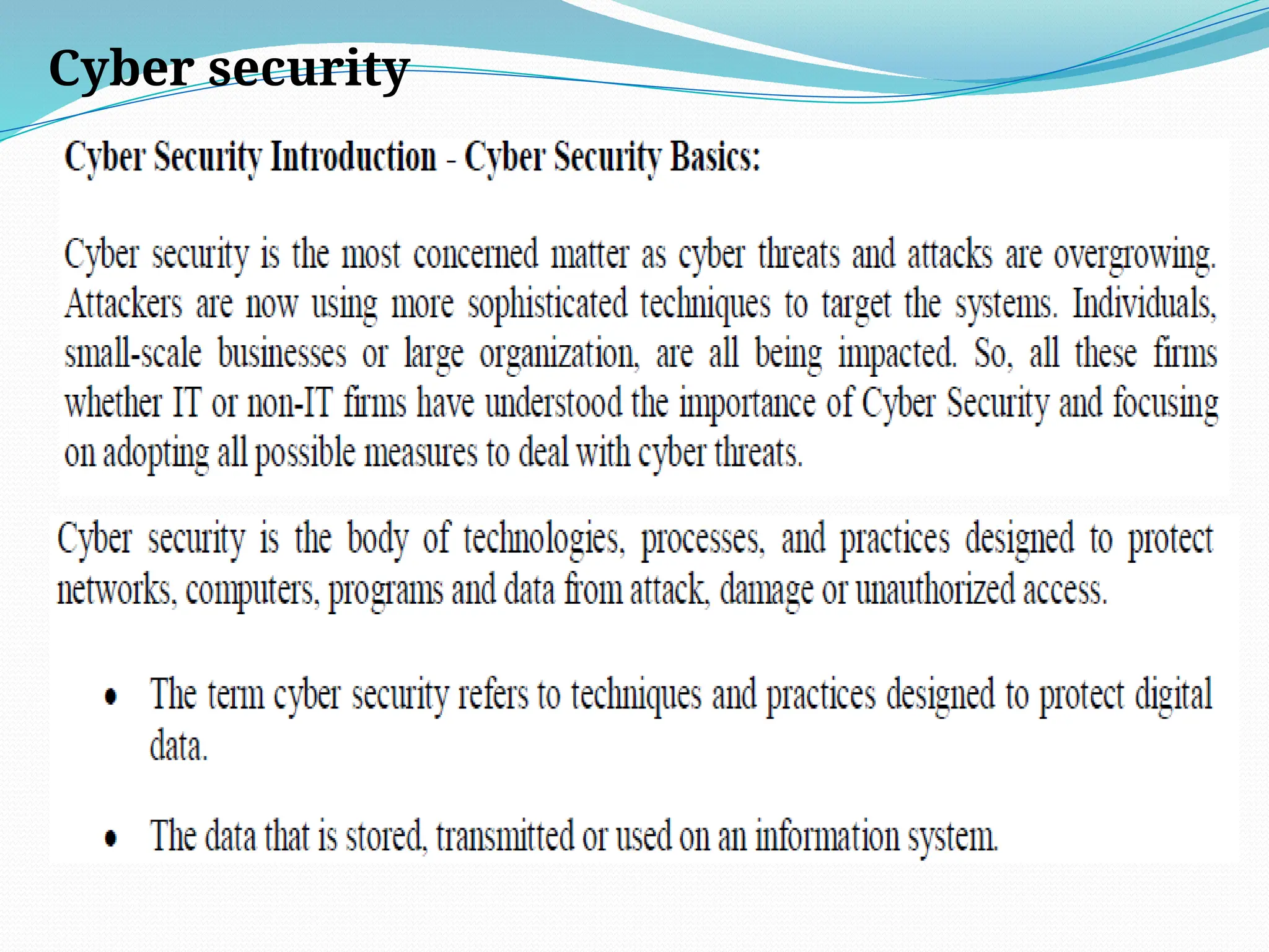 Introduction to Cyber Security - Best Practices-Standards and a plan of ...