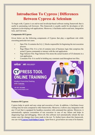 Introduction To Cypress | Differences Between Cypress & Selenium | PDF | Browsers | Computer ...