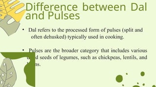 Introduction to dal & pulses Dal & Pulses: A Nutritional Powerhouse | PPTX