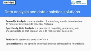 Introduction to Data Analysis, Storage & Processing Solutions | PPT