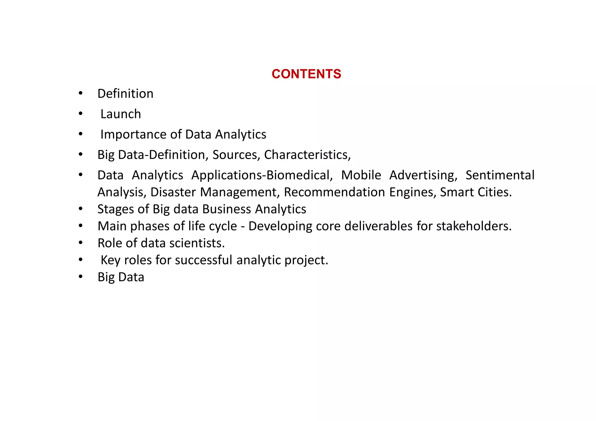 Introduction to data analytics | PDF