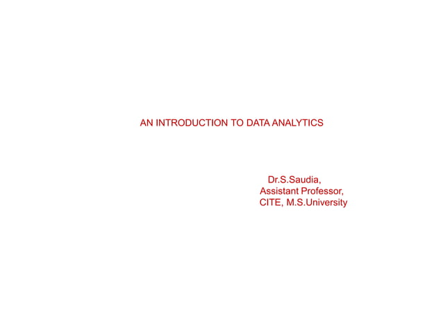 Introduction to data analytics | PDF