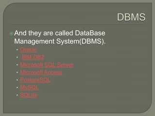 Introduction to database | PPTX