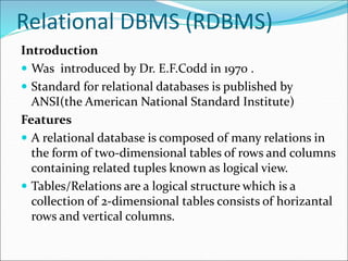 Introduction To Database.ppt | Databases | Computer Software and ...