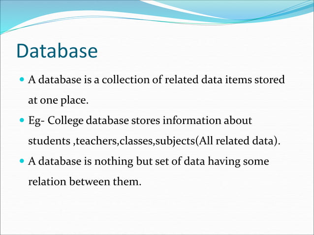 Introduction To Database.ppt | Databases | Computer Software and Applications