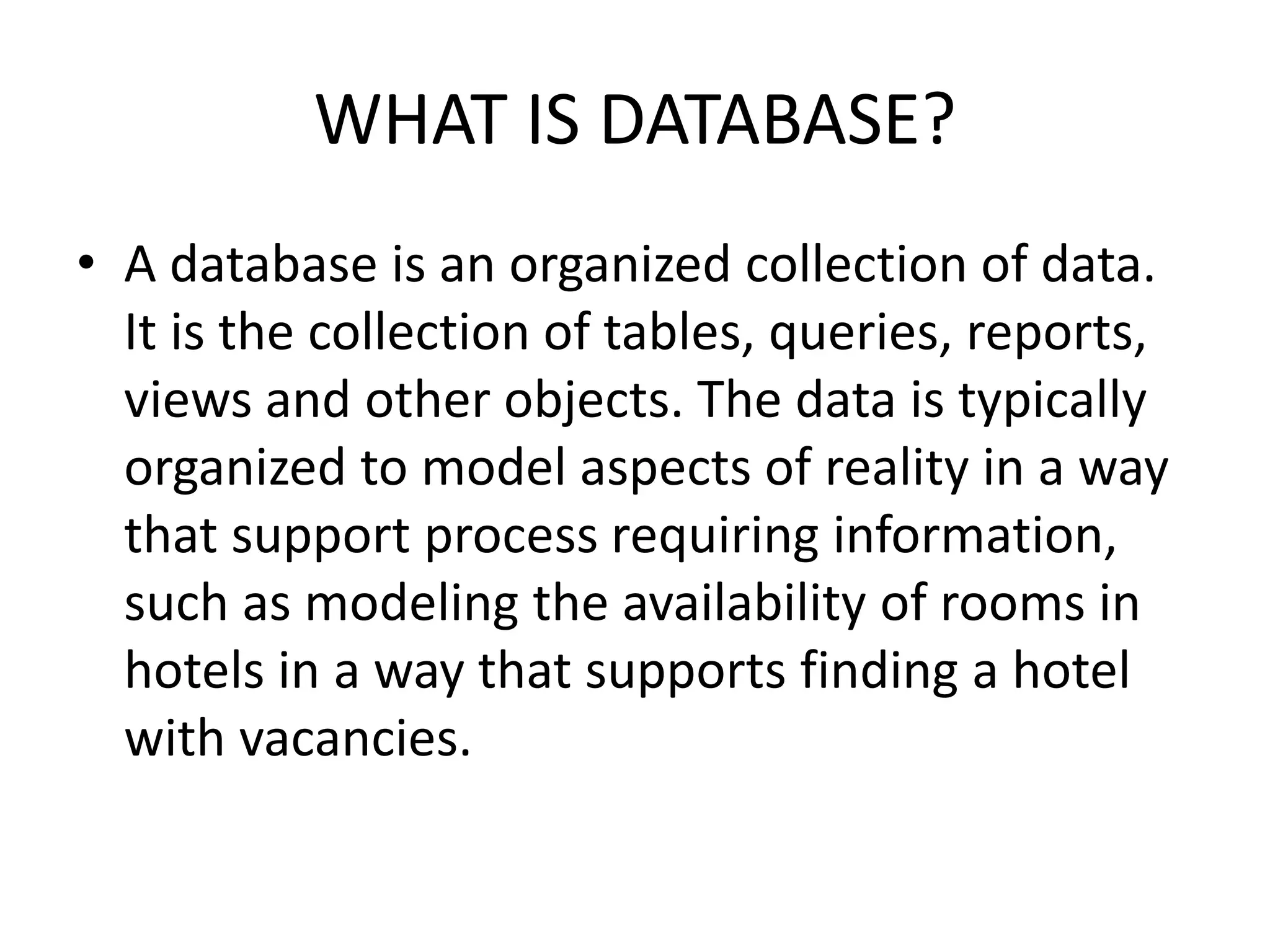 INTRODUCTION TO DATABASE AND QUERING.pptx | Databases | Computer Software and Applications