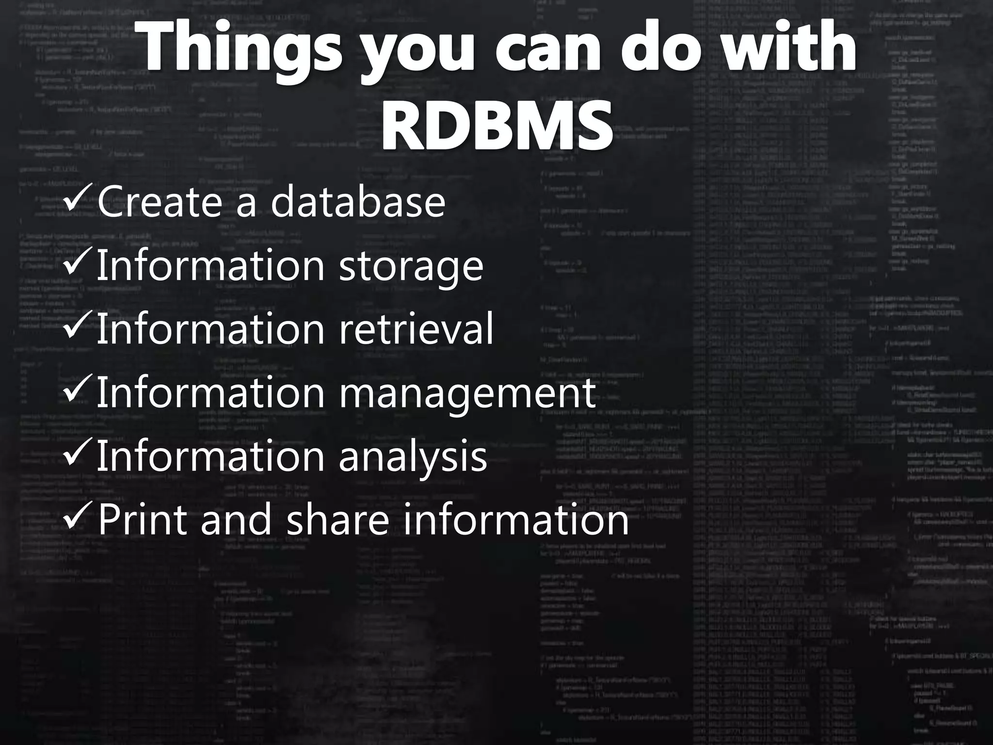 Introduction To Databases Pptx Databases Computer Software And