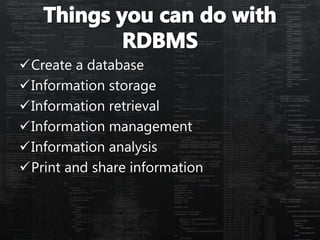 Introduction to databases | PPTX