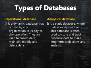 Introduction to databases | PPTX