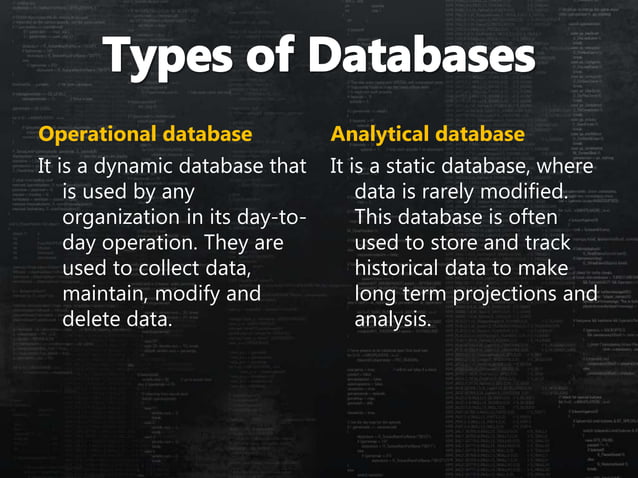 Introduction to databases | PPTX | Databases | Computer Software and Applications
