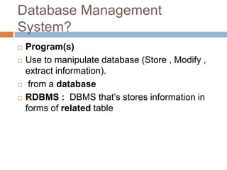 Introduction to databases | PPTX