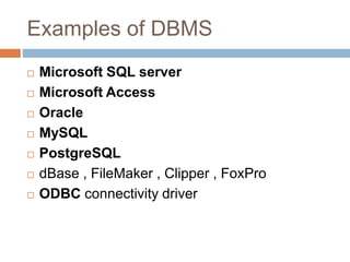 Introduction to databases | PPTX
