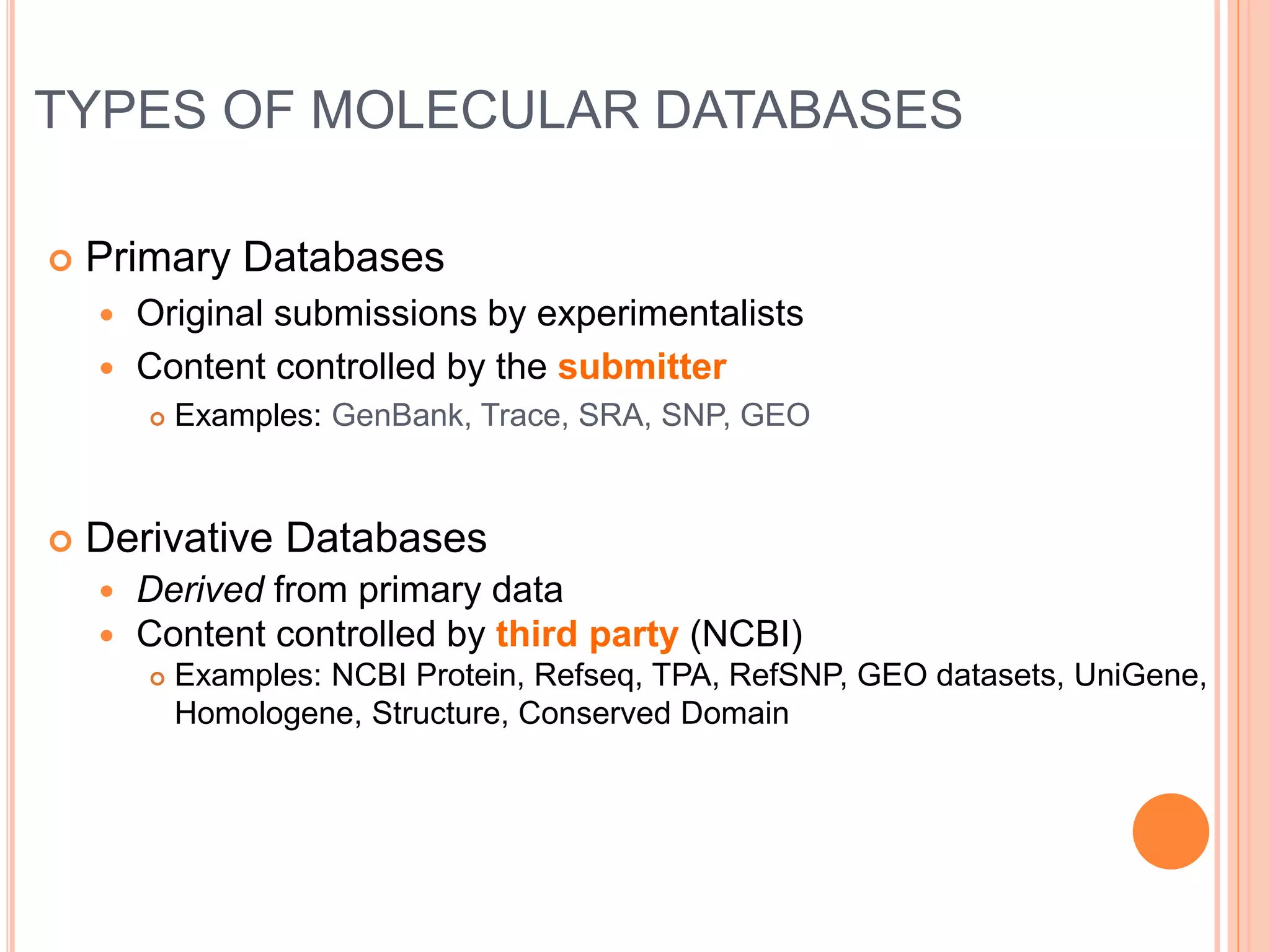 Introduction to Biological databases | PPT