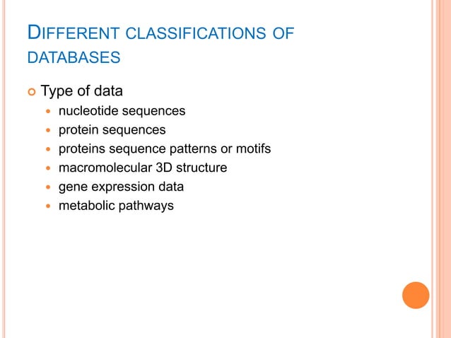 Introduction to Biological databases | PPT