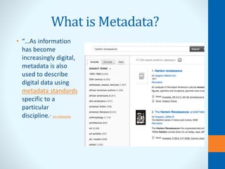 Introduction to databases and metadata | PPT