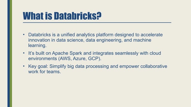Introduction to Databricks - AccentFuture | PPTX