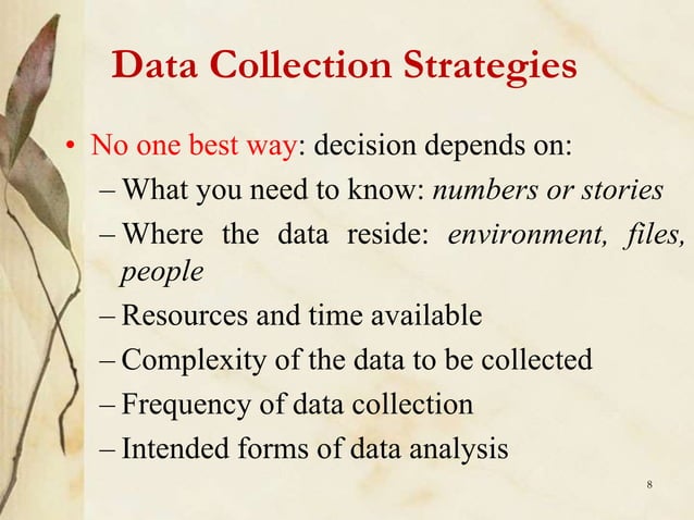 Introduction To Data Collection Methods Tools 1ppt Science