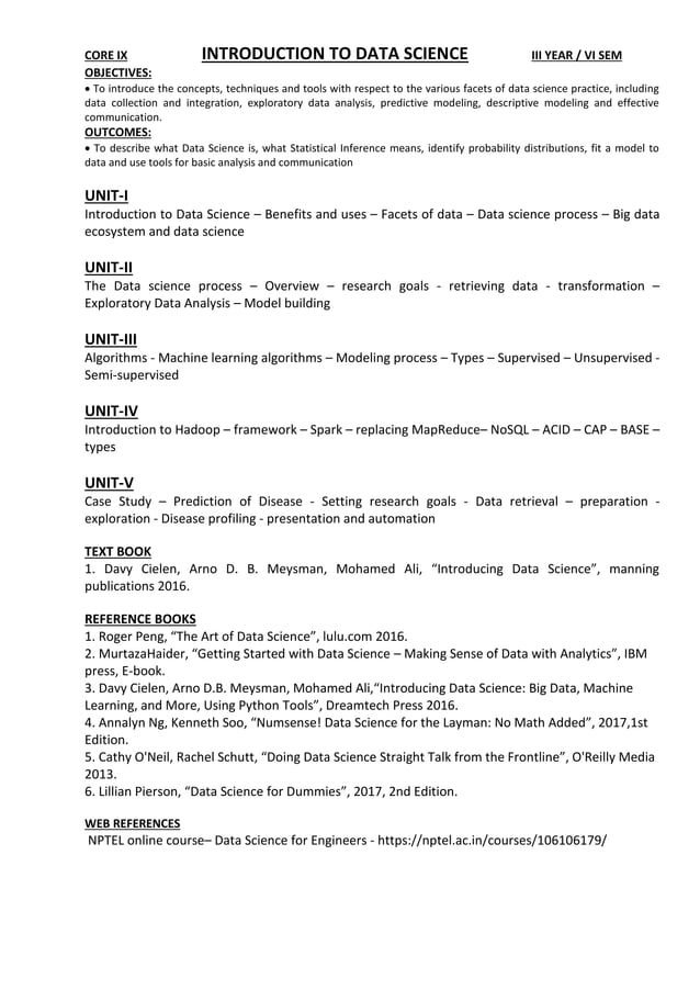 INTRODUCTION TO DATA SCIENCE.docx | Databases | Computer Software and Applications
