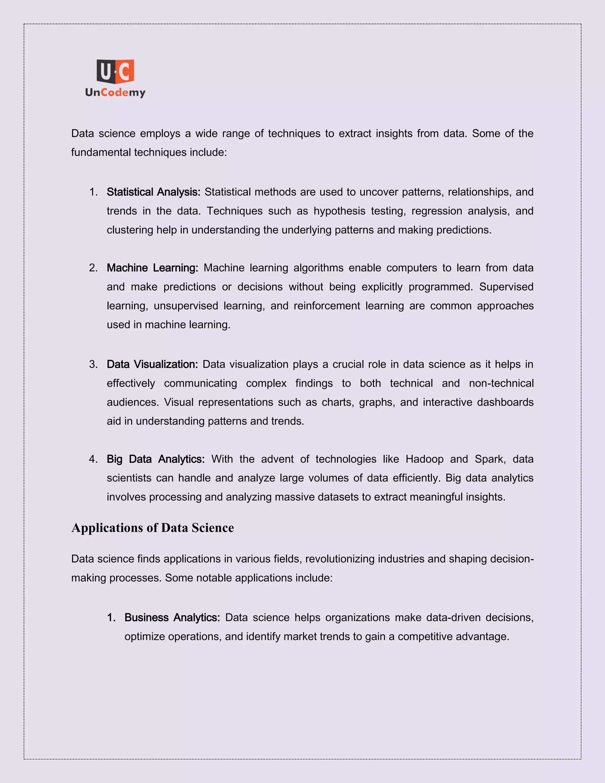 Introduction to Data Science: Unveiling Insights Hidden in Data | PDF