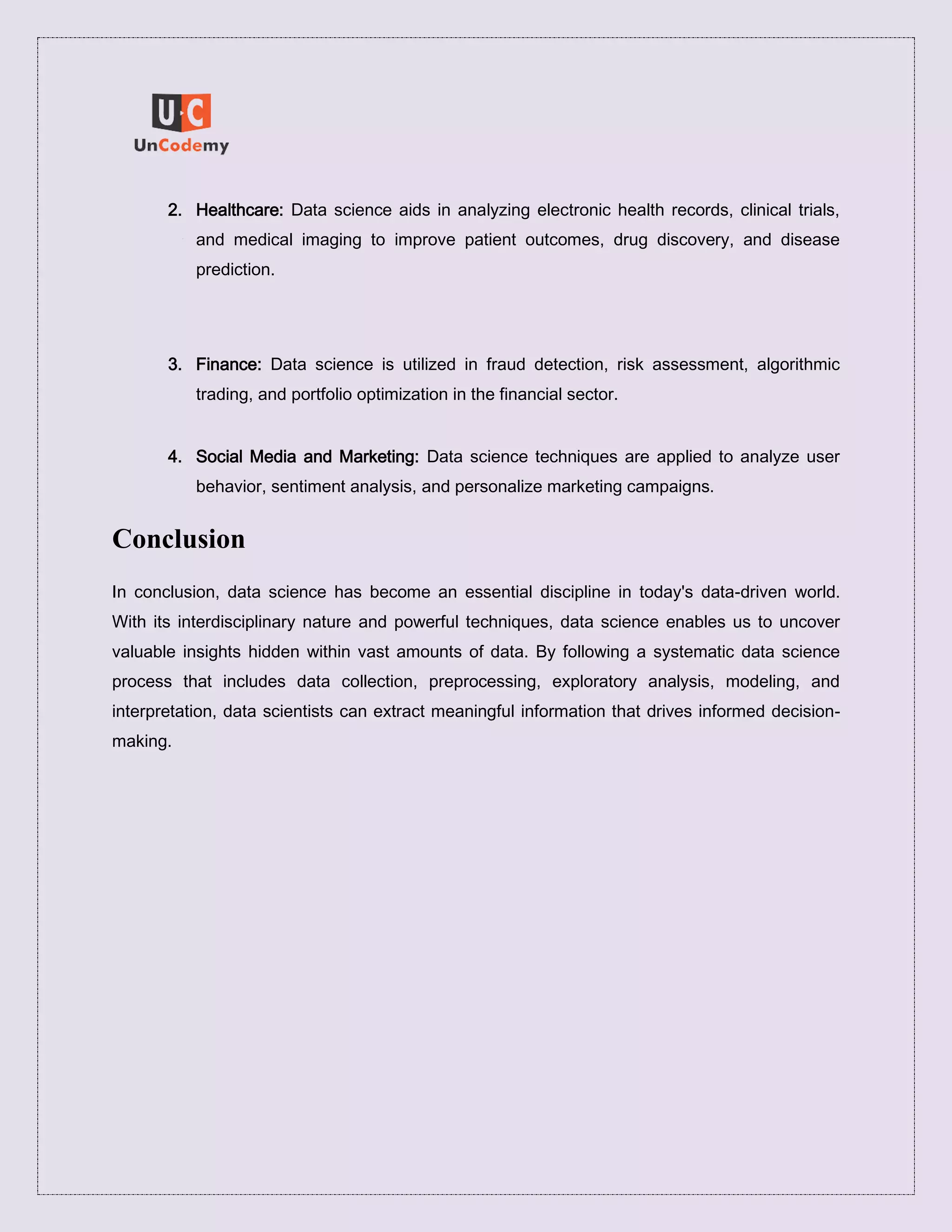 Introduction to Data Science: Unveiling Insights Hidden in Data | PDF