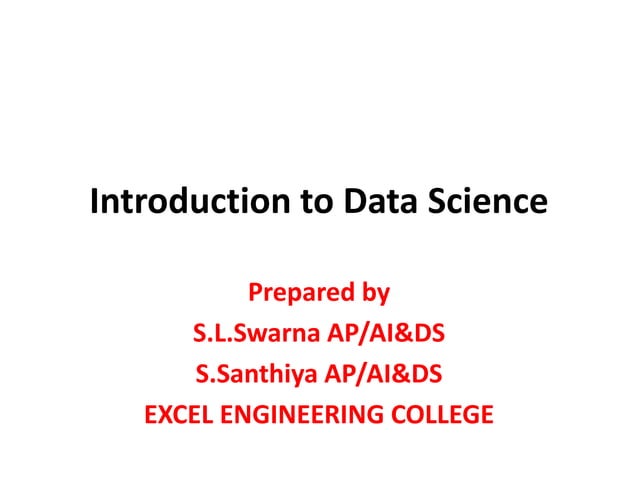 Introduction to Data Science Presentation | PPT