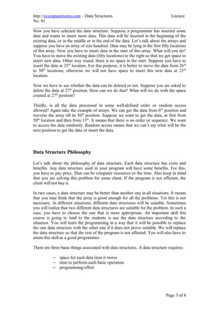 e computer notes - Introduction to data structures | PDF