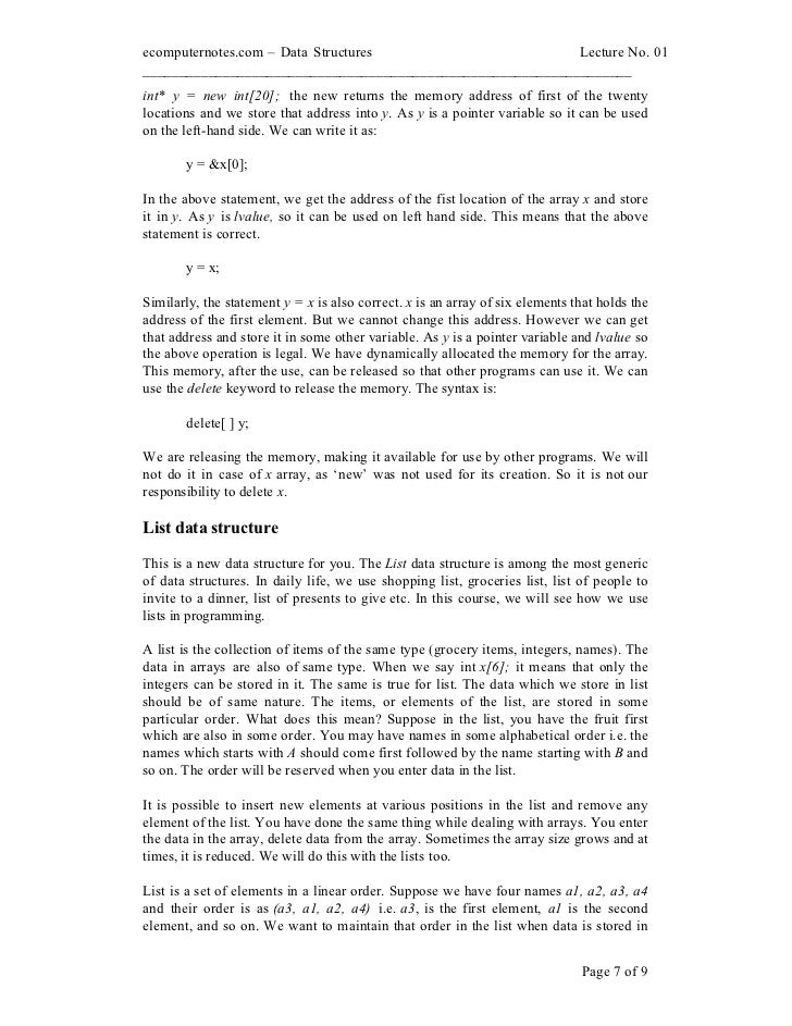 Computer Notes Introduction To Data Structures