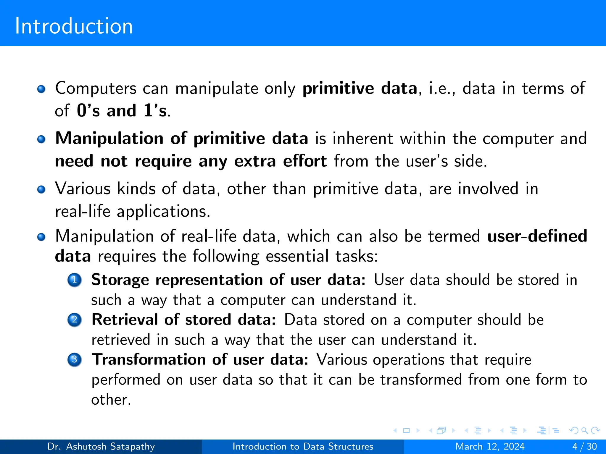 Introduction to Data Structures . | PDF