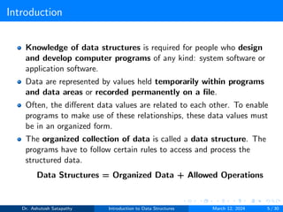 Introduction to Data Structures . | PDF