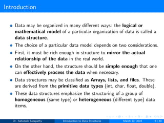 Introduction to Data Structures . | PDF