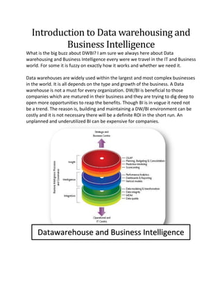 Introduction to data warehousing and business intelligence | PDF