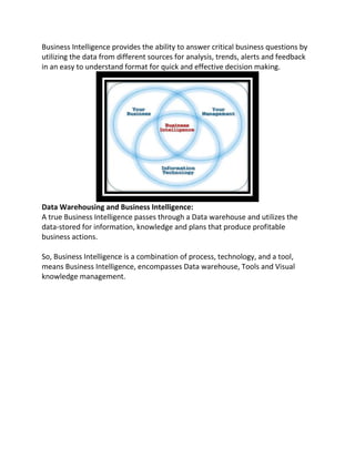 Introduction to data warehousing and business intelligence | PDF